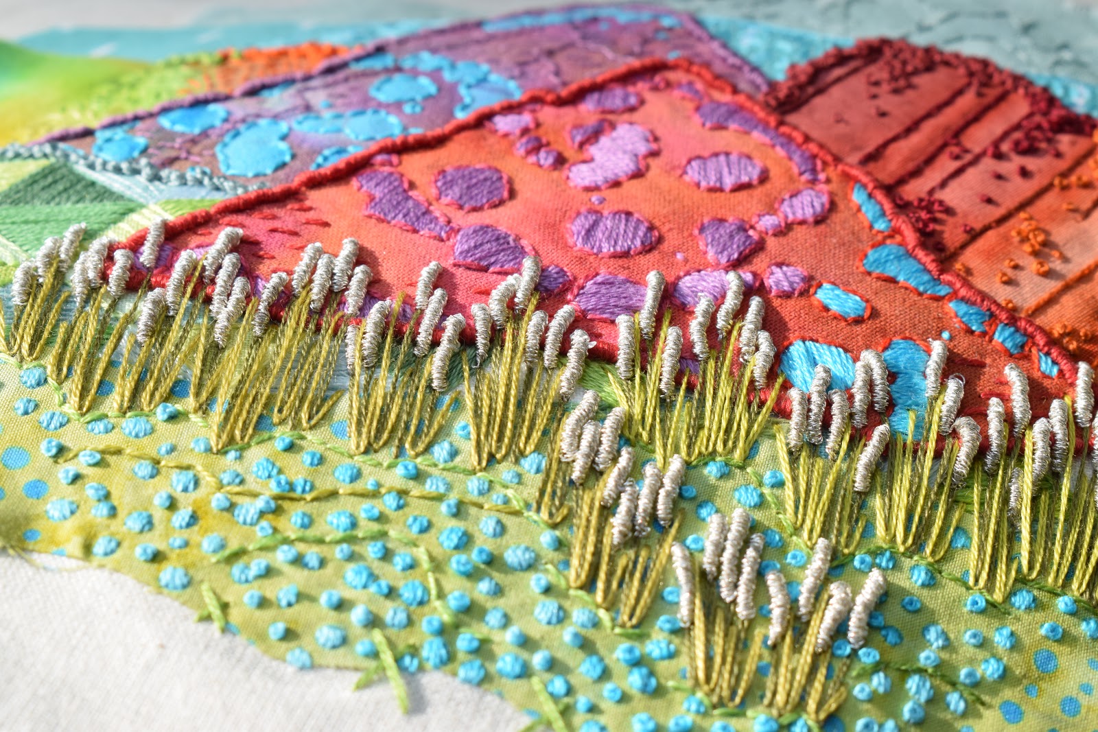 Dotty Textiles: Over The Rainbow Hills Stitchscape