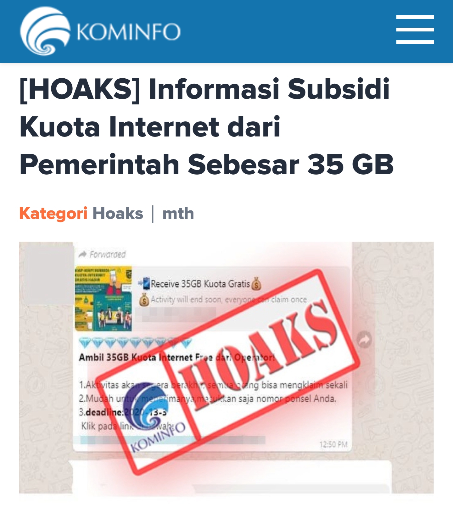 Internet Gratis 35 GB HOAKS | INOAC EF