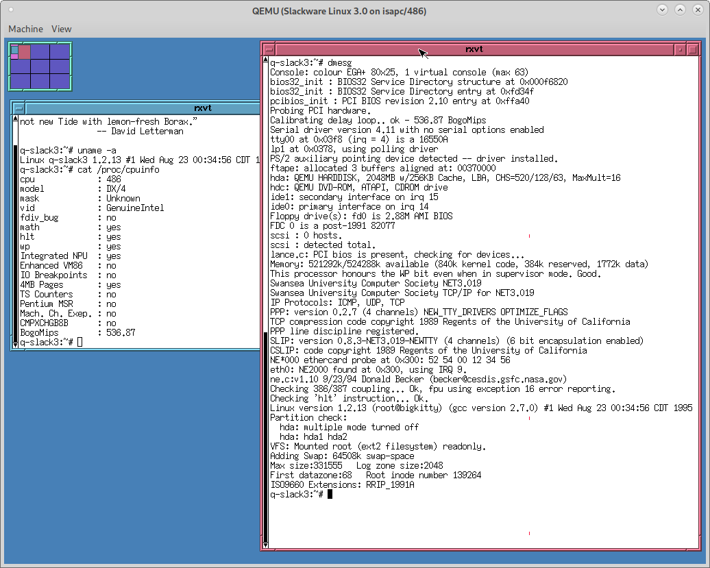 Boxes Of Tat: Slackware Linux 3.0 on QEMU