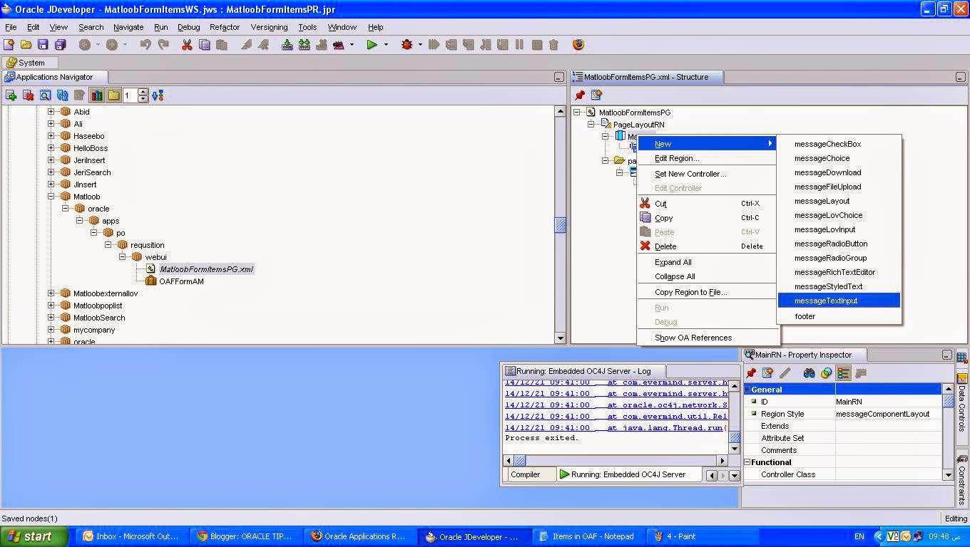 ORACLE TIPS: OAF Form Items