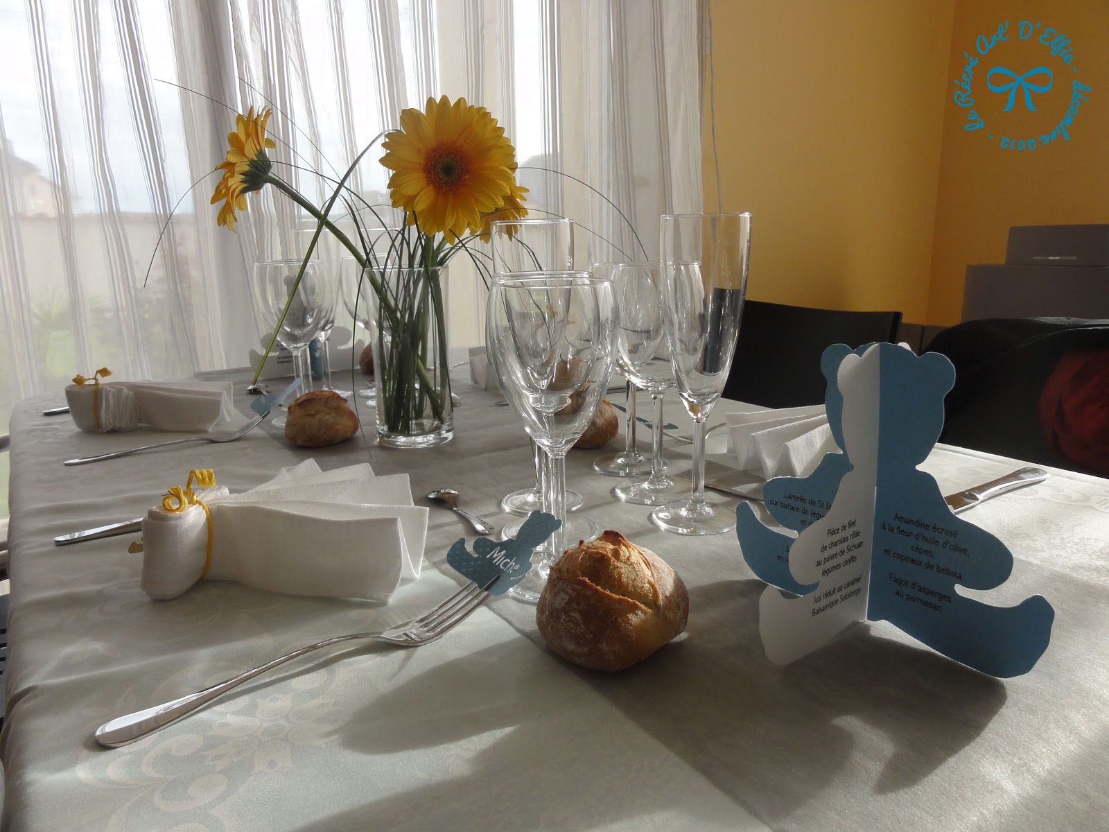 Ourson comme décoration de table de baptême | Le Récréart Delfie