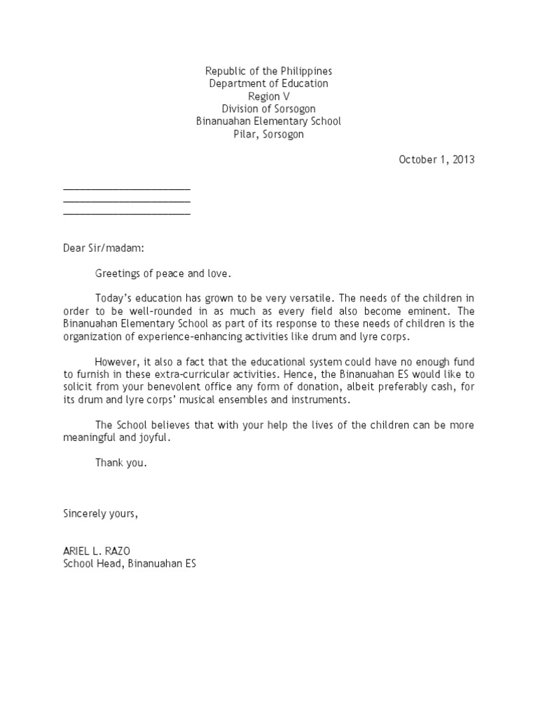 solicitation letter tagalog - philippin news collections