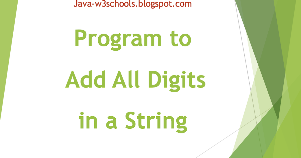 Java Program To Add All Individual Numbers In A String