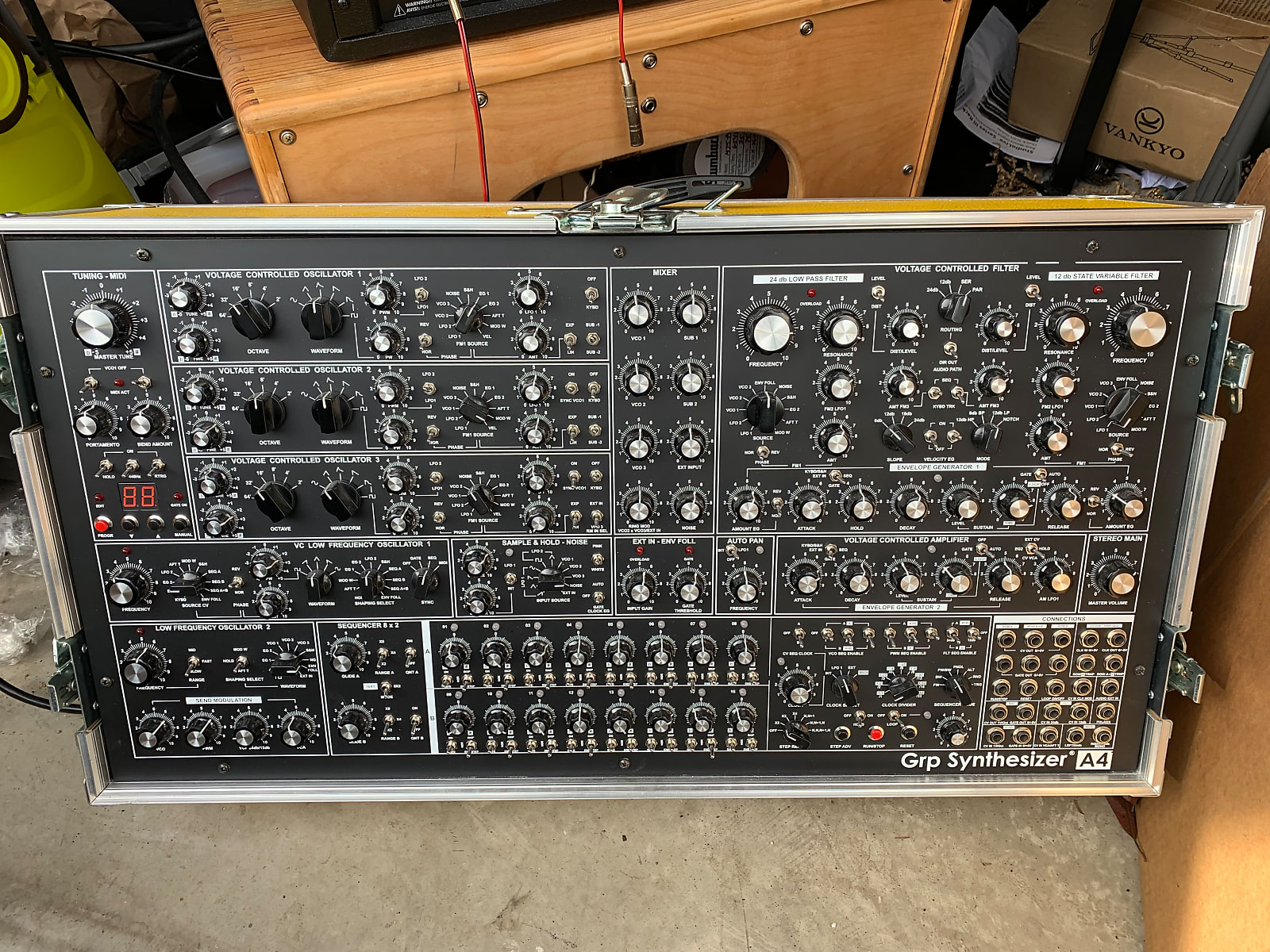 MATRIXSYNTH: GRP Synthesizer A4 SN 095 in Built-in Yellow Travel Case