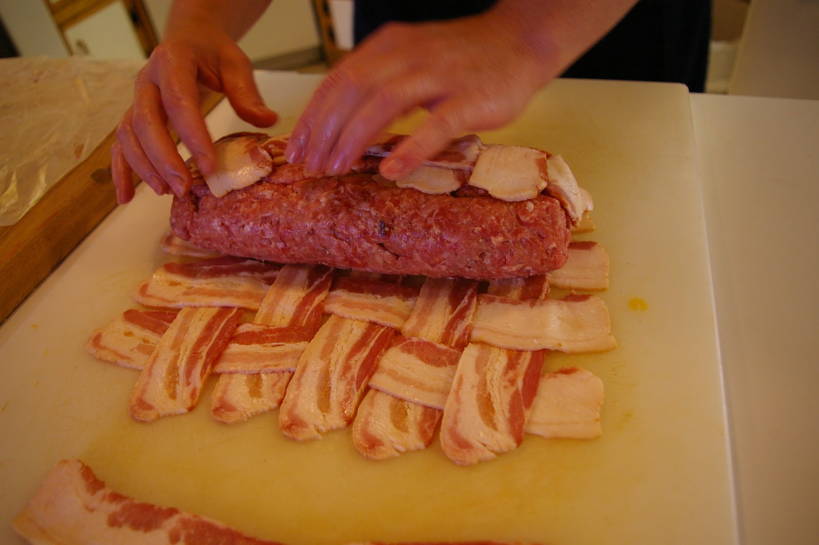 The Worthy Cook: Bacon Explosion (AKA Bacon Wrapped in Pork Wrapped in ...