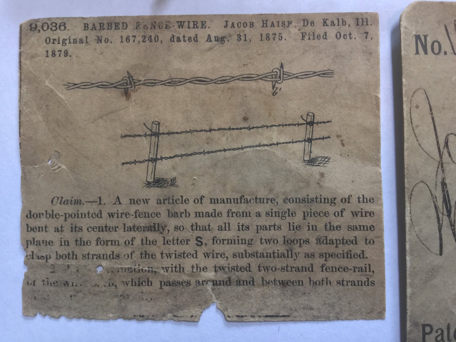 A Twist in History: Original Haish barbed wire patent model