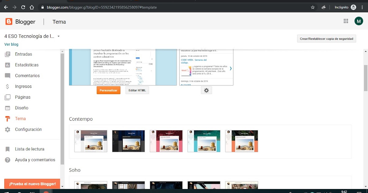 1 Bachillerato. Tecnología de la información y la comunicación: BLOGGER