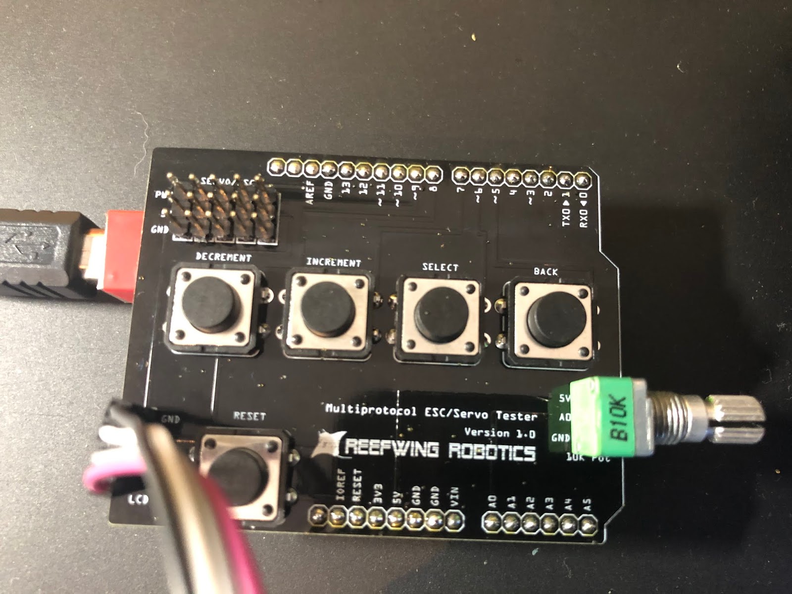 Reefwing Robotics Arduino Shield Multiprotocol Esc Servo Tester