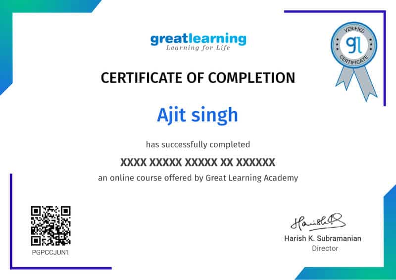 FREE ONLINE COURESE IN GREAT LEARNING