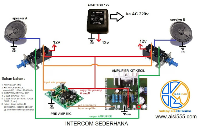 [ PROJECT ] Intercom PTT (push to talk) memanfaatkan kit amplifier ...