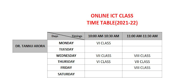 ICT ENABLED EDUCATION: ICT TIME TABLE (2021-22)