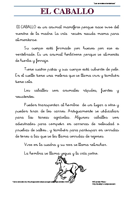MIS COSITAS DE PROFE: Textos de animales