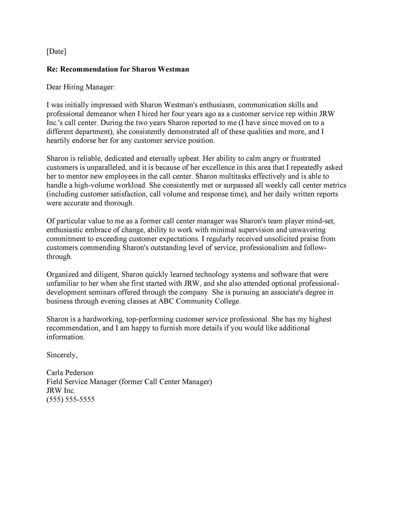 Letter Of Recommendation For Yourself Template ~ Resume Letter
