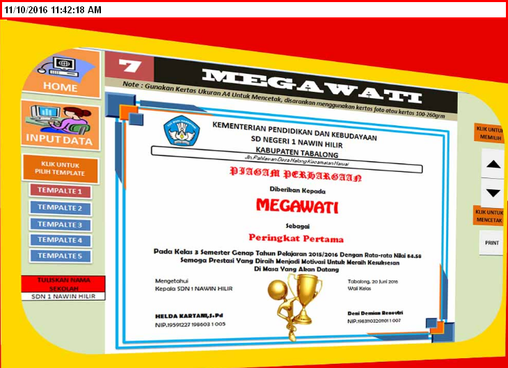 Aplikasi Cetak Piagam Bagi Juara Kelas Untuk Semua Jenjang Sekolah ...