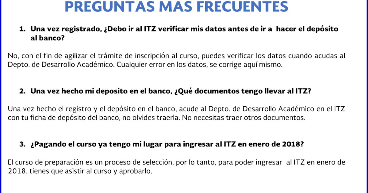 IT DE ZACATEPEC: • PREGUNTAS FRECUENTES SOBRE EL CURSO DE PREPARACIÓN ... IT DE ZACATEPEC: • PREGUNTAS FRECUENTES SOBRE EL CURSO DE PREPARACIÓN ...