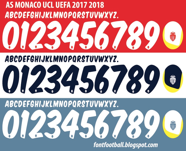 FONT FOOTBALL: Font Vector AS Monaco UEFA UCL 2017 2018 kit