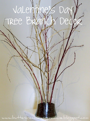 Buttercream and a Sewing Machine: Tutorial: Quick V-Day Tree Branch Decor