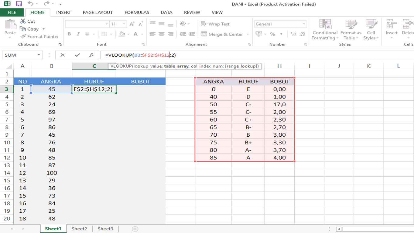 CARA PENGGUNAAN RUMUS HLOOKUP DAN VLOOKUP PADA MICROSOFT EXCEL