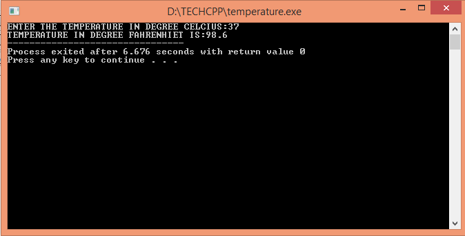 C++ Program to convert temperature from degree to fahrenheit [DEVCPP ...