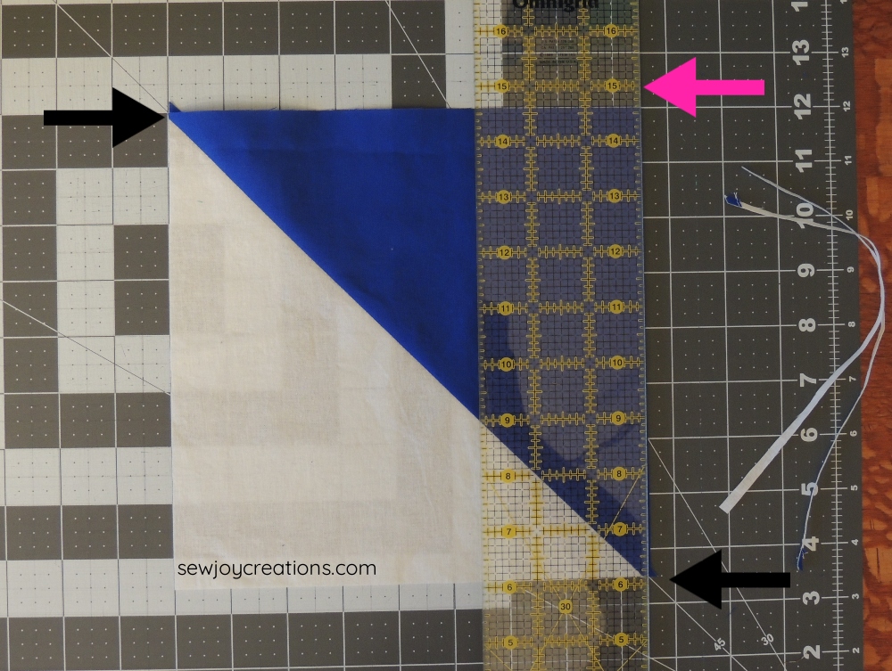 Sew Joy: Two ways to trim large Half Square Triangles without a square ...