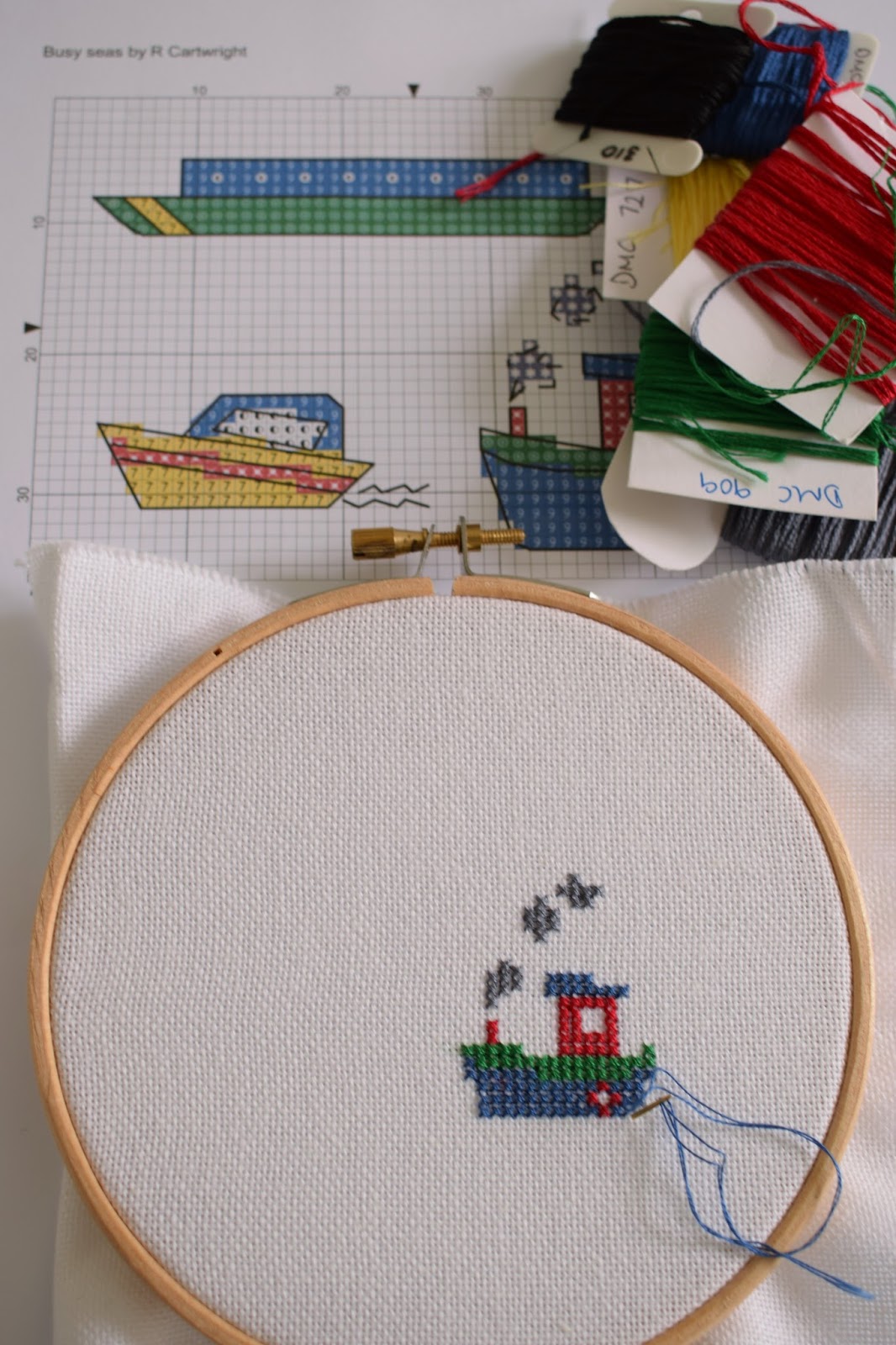 Free Busy Seas Boat Motifs Cross Stitch Pattern - Craft with Cartwright