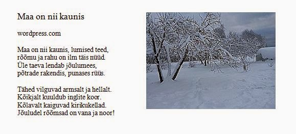 Anete informaatika ajaveeb: Luuletus ja pilt talvest