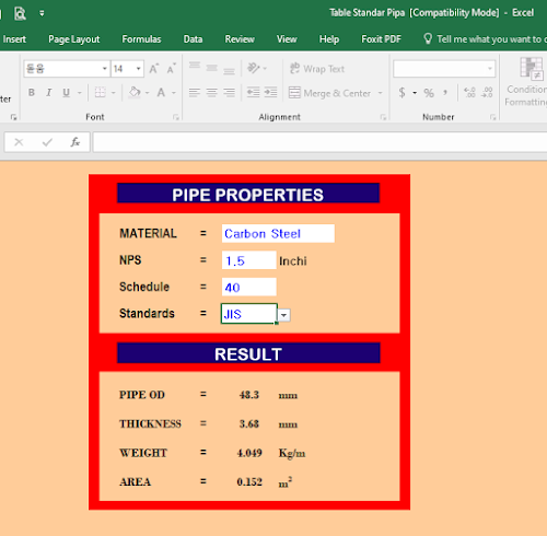 Aplikasi Tabel Material Standar Pipa Ukuran, Ketebalan dan Berat ...