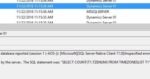 Dax Axapta Blog Microsoft Sql Server Native Client 110 Unspecified Error Occurred On Sql