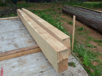5 Acres & A Dream: Homemade Beams for the Goat Barn