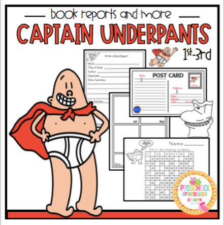 Captain Underpants Report Templates and More ~ Preschool Printables