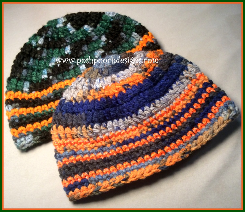 Posh Pooch Designs : Camo and Orange Hunting Beanie Crochet Pattern