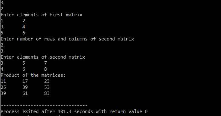 C Program For Matrix Multiplication | C Programming