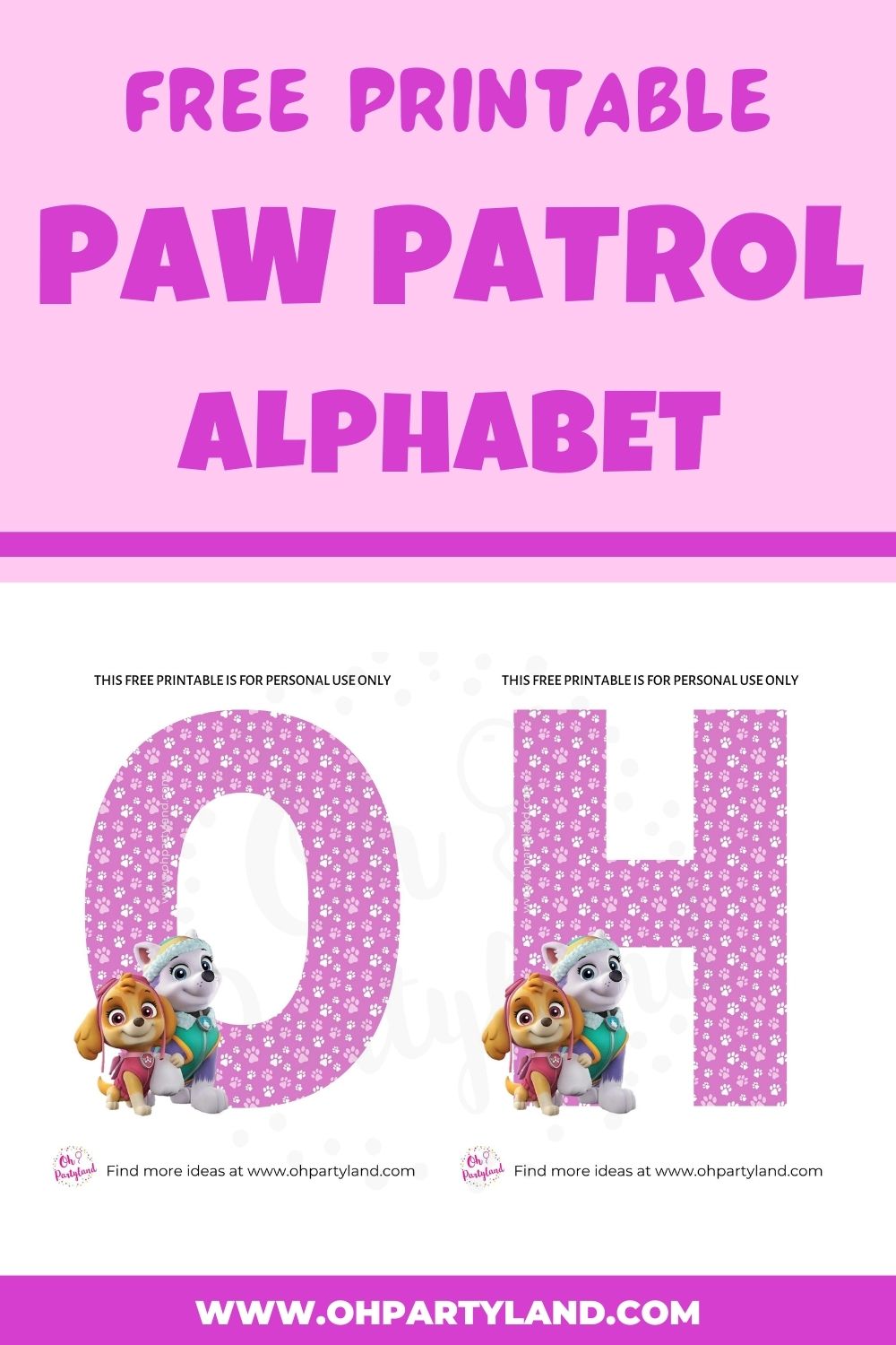 Paw Patrol Alphabet Letters - Skye and Everest - oh partyland