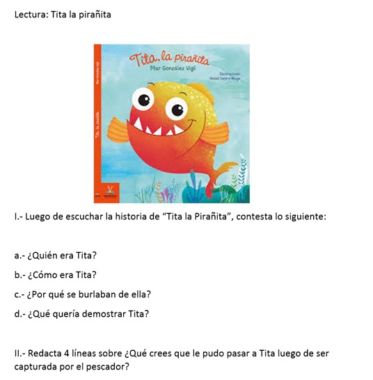 I.E. Nº 141 "VIRGEN DE COCHARCAS": Respondiendo a la lectura: Tita la ...