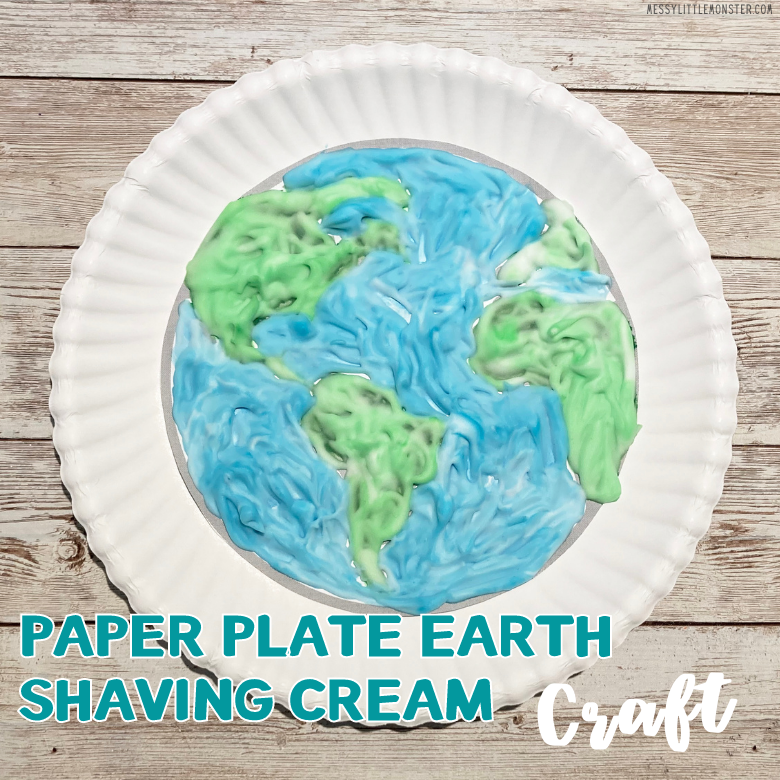 Paper Plate Earth Day Shaving Cream Craft - Messy Little Monster