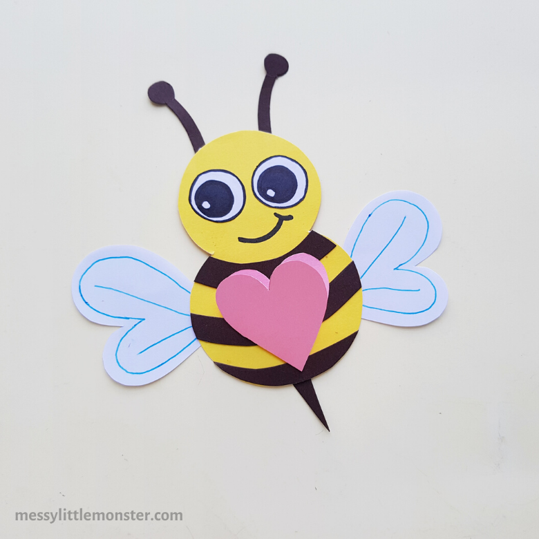 Valentine's Day Paper Bee Craft - Messy Little Monster