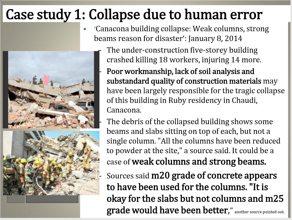 building failures and causes notes and case studies bc 5th sem