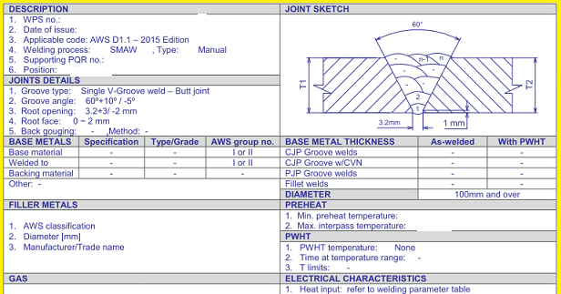 Welding Variables procedure for SMAW