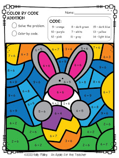 An Apple For The Teacher: Easter Color By Number Worksheets