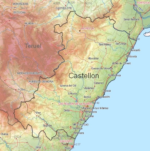 Castellón Mapa Ciudad de la Región | España mapa de la ciudad