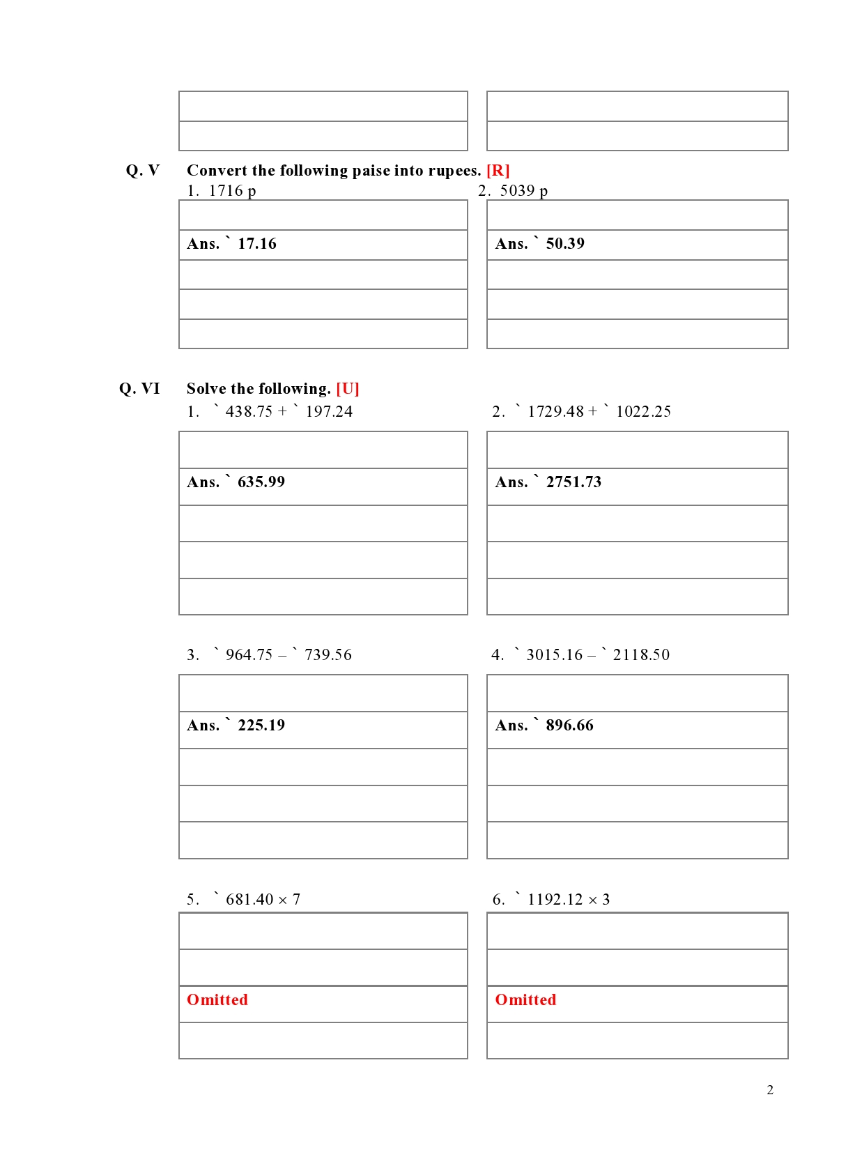 Grade 5 Maths Ch- Money Workbook work