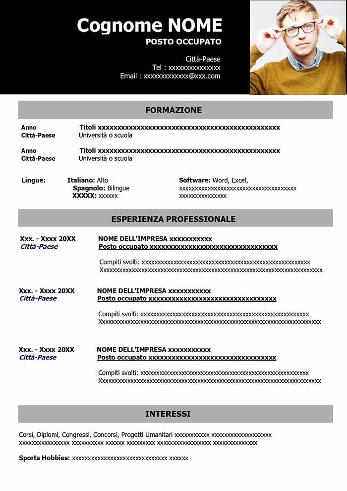 Curriculum Vitae Da Compilare E Stampare - Birthday Letter
