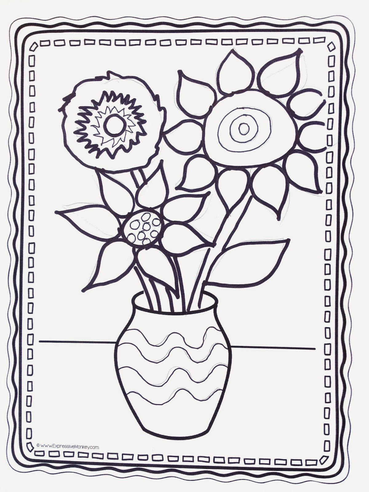 Van Gogh Sunflowers Coloring Page