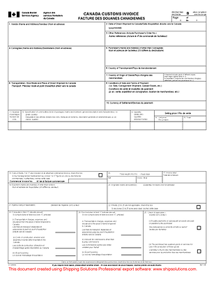 Blank Canada Customs Invoice - Invoice Template