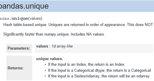 python pandas.unique(), pandas.Series.unique() - 별별정보