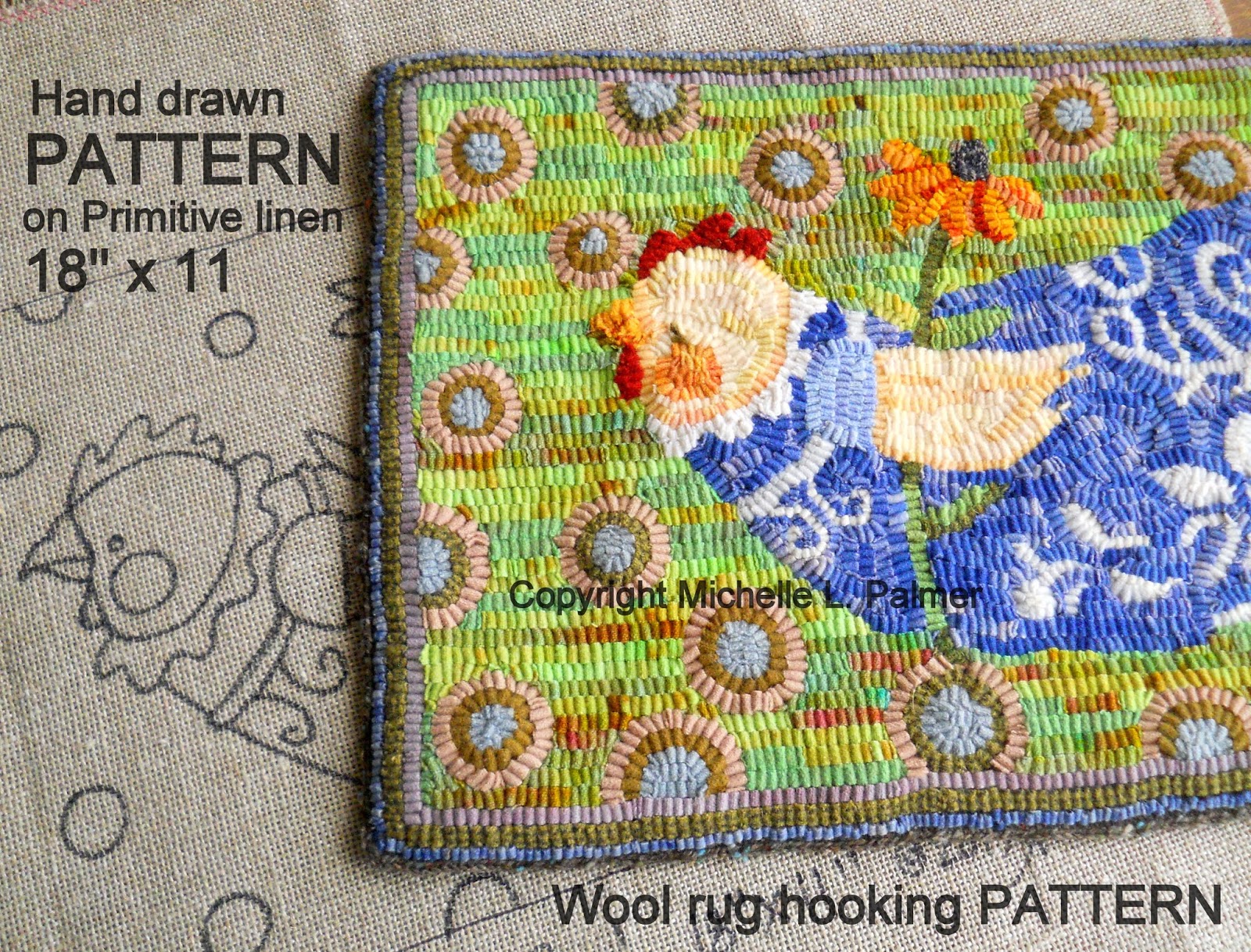Michelle Palmer: Hen's Special Delivery rug hooking patterns