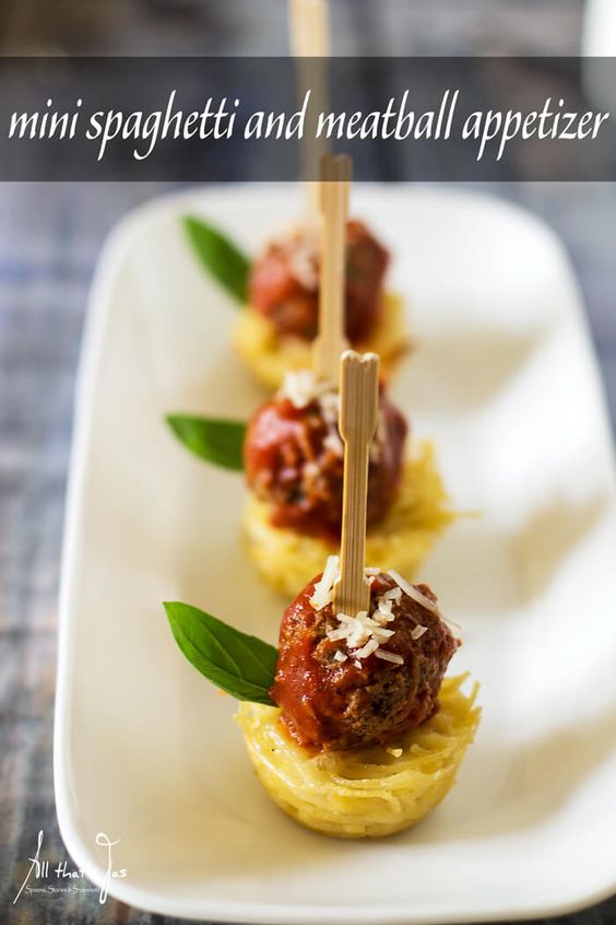 Mini Spaghetti and Meatball Appetizer - Secret Delicious Recipes Foods