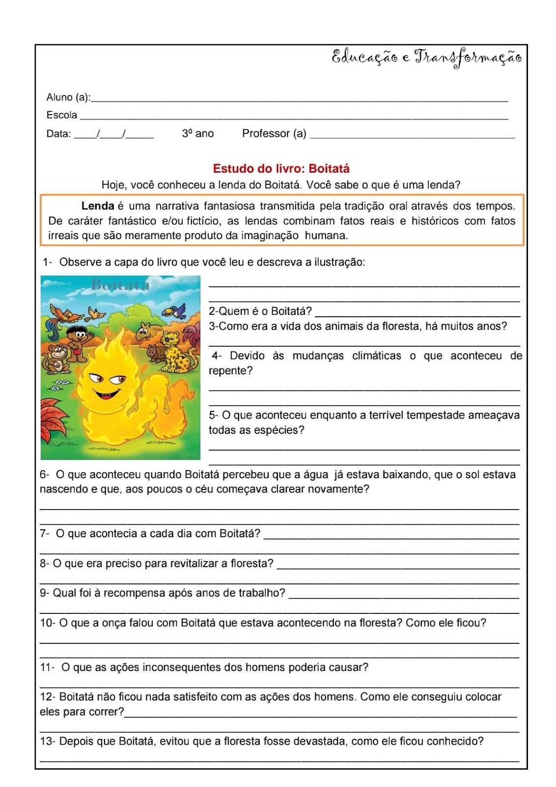 Atividades Sobre Folclore 3 Ano - EDUCA