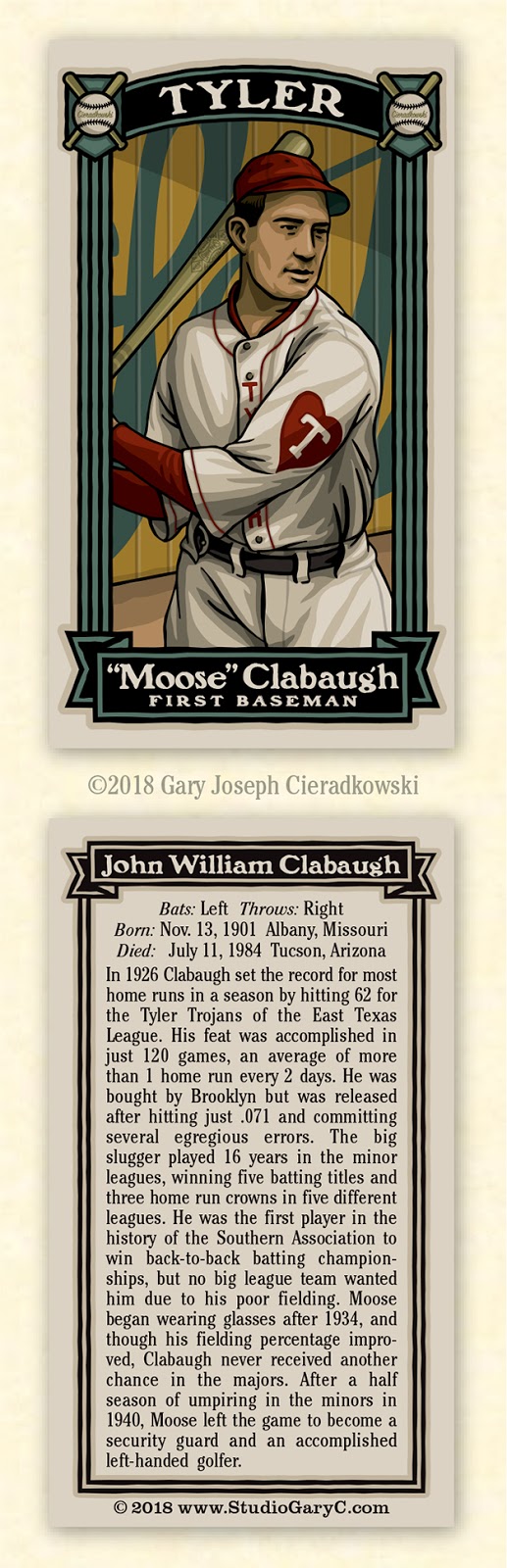 The Infinite Baseball Card Set: 237. Moose Clabaugh: A Home Run Every ...