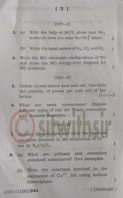chemistry(Pass) question paper for 5th sem of 2014 just practice it and ...